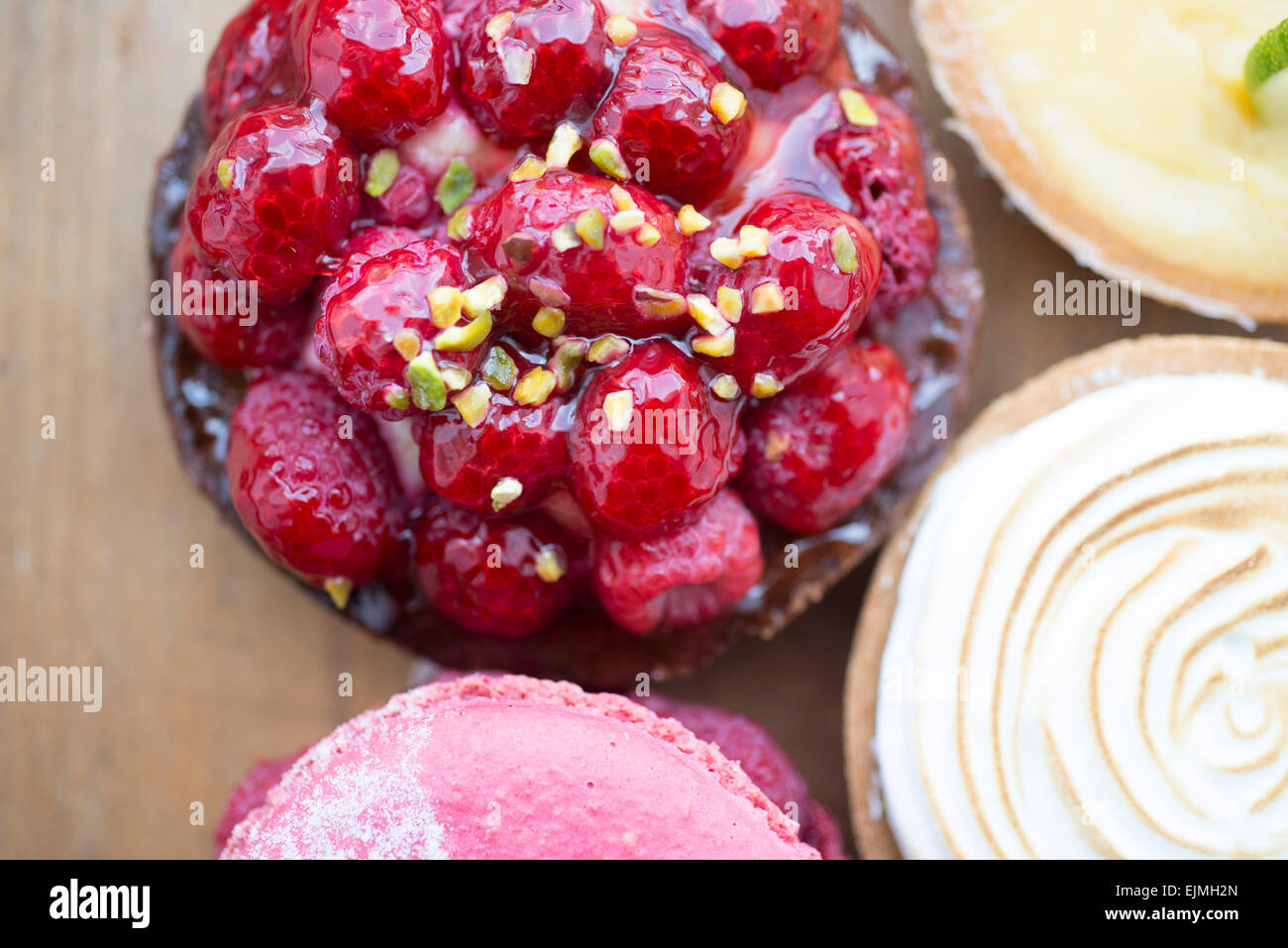 Raspberry tart from high end patisserie, Paris, France Stock Photo - Alamy