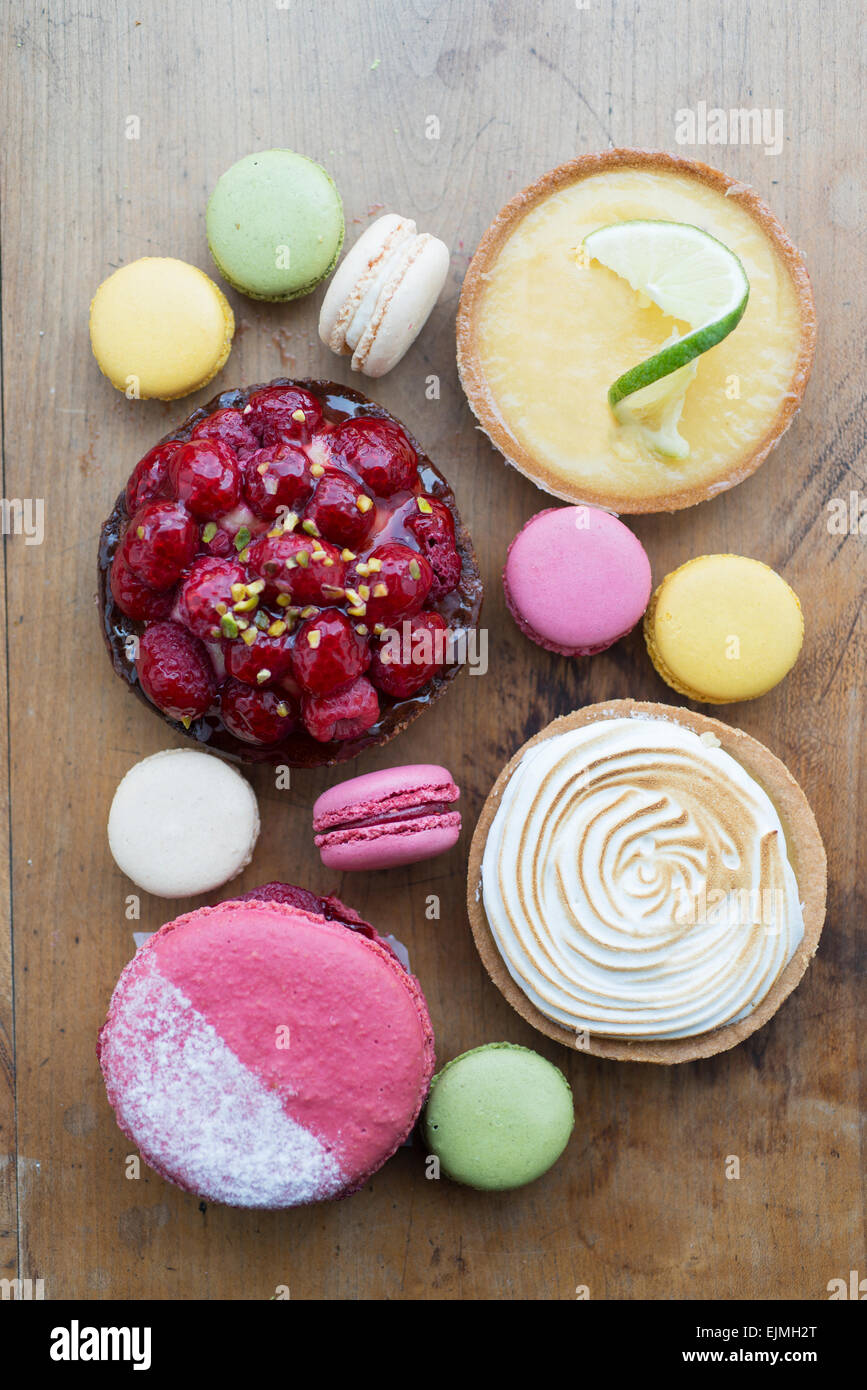 Raspberry tart from high end patisserie, Paris, France Stock Photo - Alamy