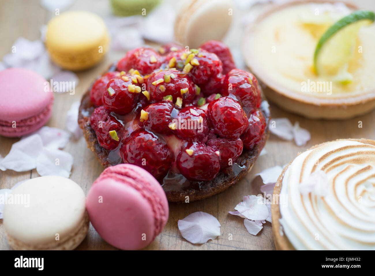 Raspberry tart from high end patisserie, Paris, France Stock Photo - Alamy