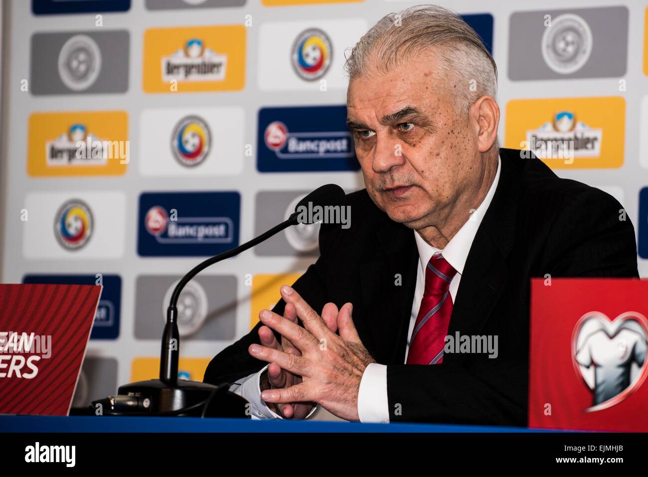 March 29, 2015: Anghel Iordanescu the coach of Romania National Team at ...
