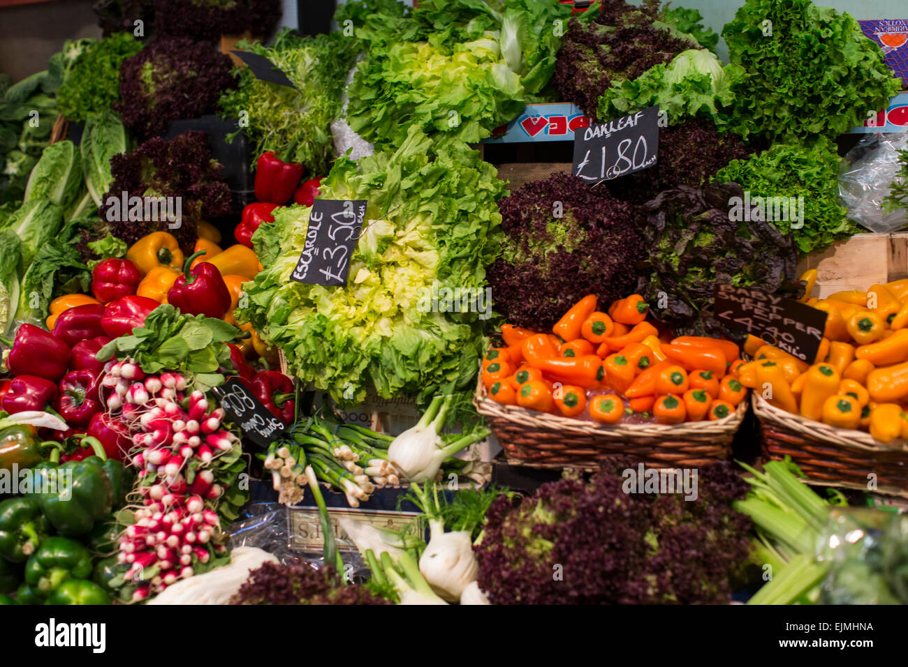 Fruit and vegetables stand, Borough Market, London Stock Photo - Alamy