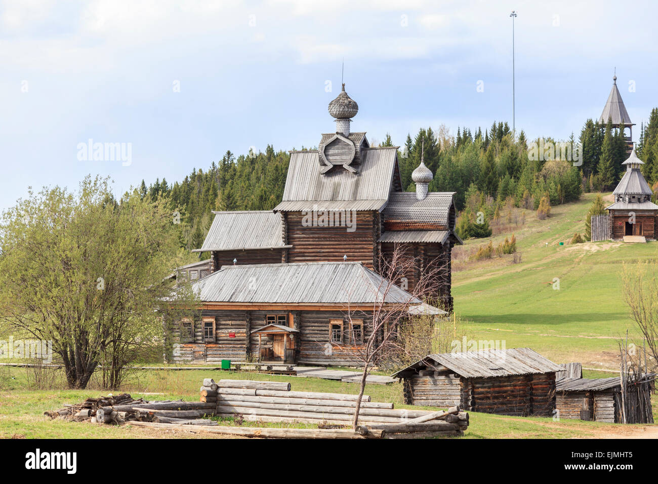 Old wooden church in traditional architectural style in the Stock Photo ...