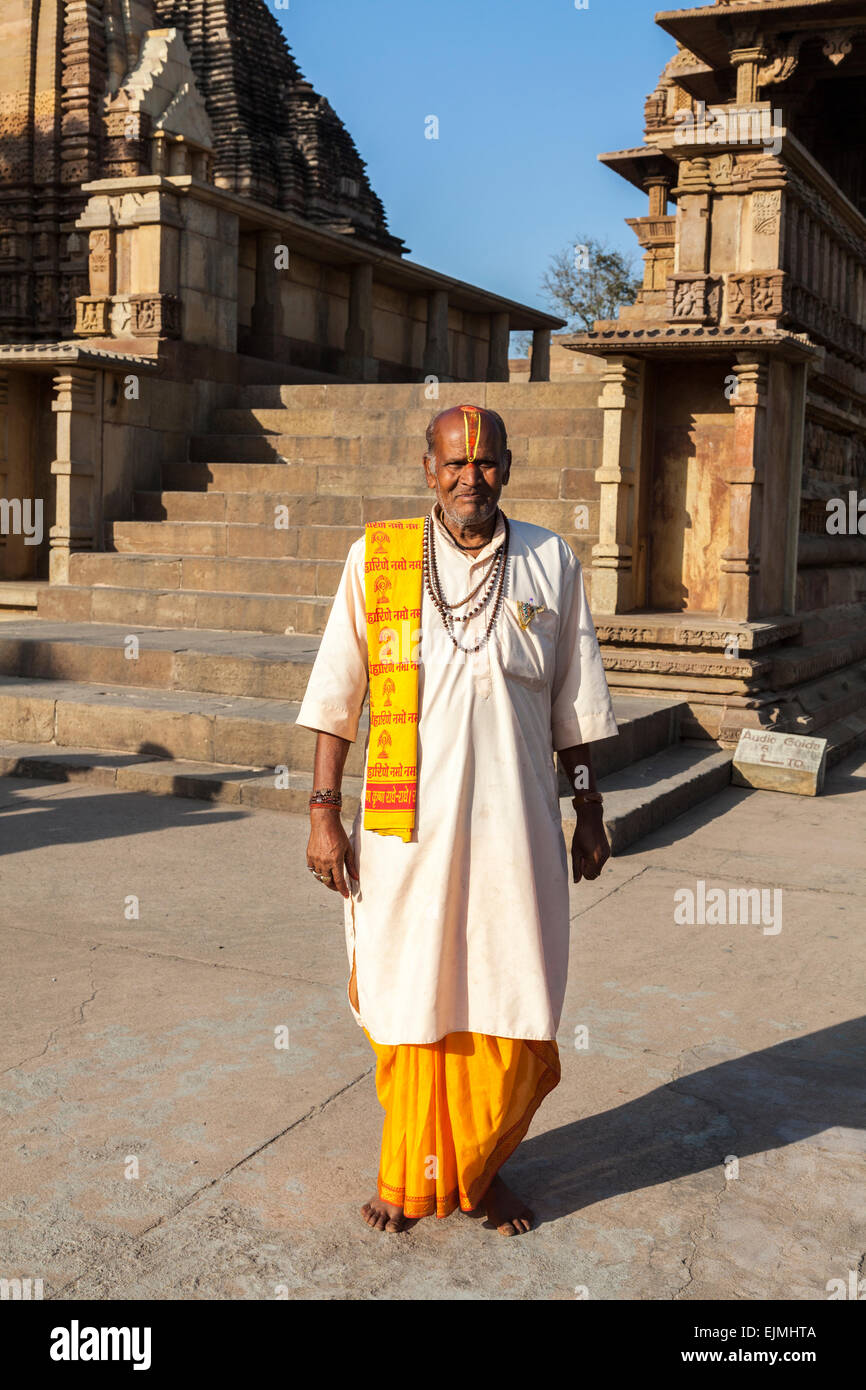 Local Indian man, a religious devotee in traditional dress, a ...