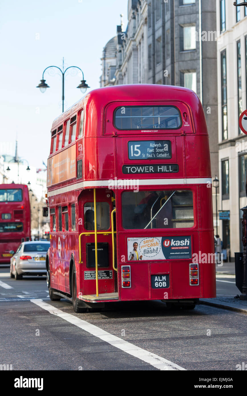 Vintage red double-decker bus, London Stock Photo - Alamy