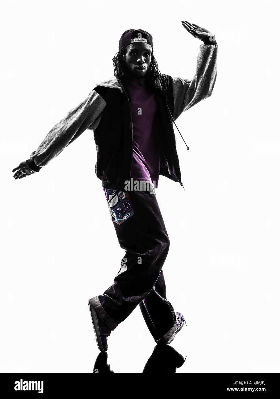 one hip hop acrobatic break dancer breakdancing young man silhouette ...