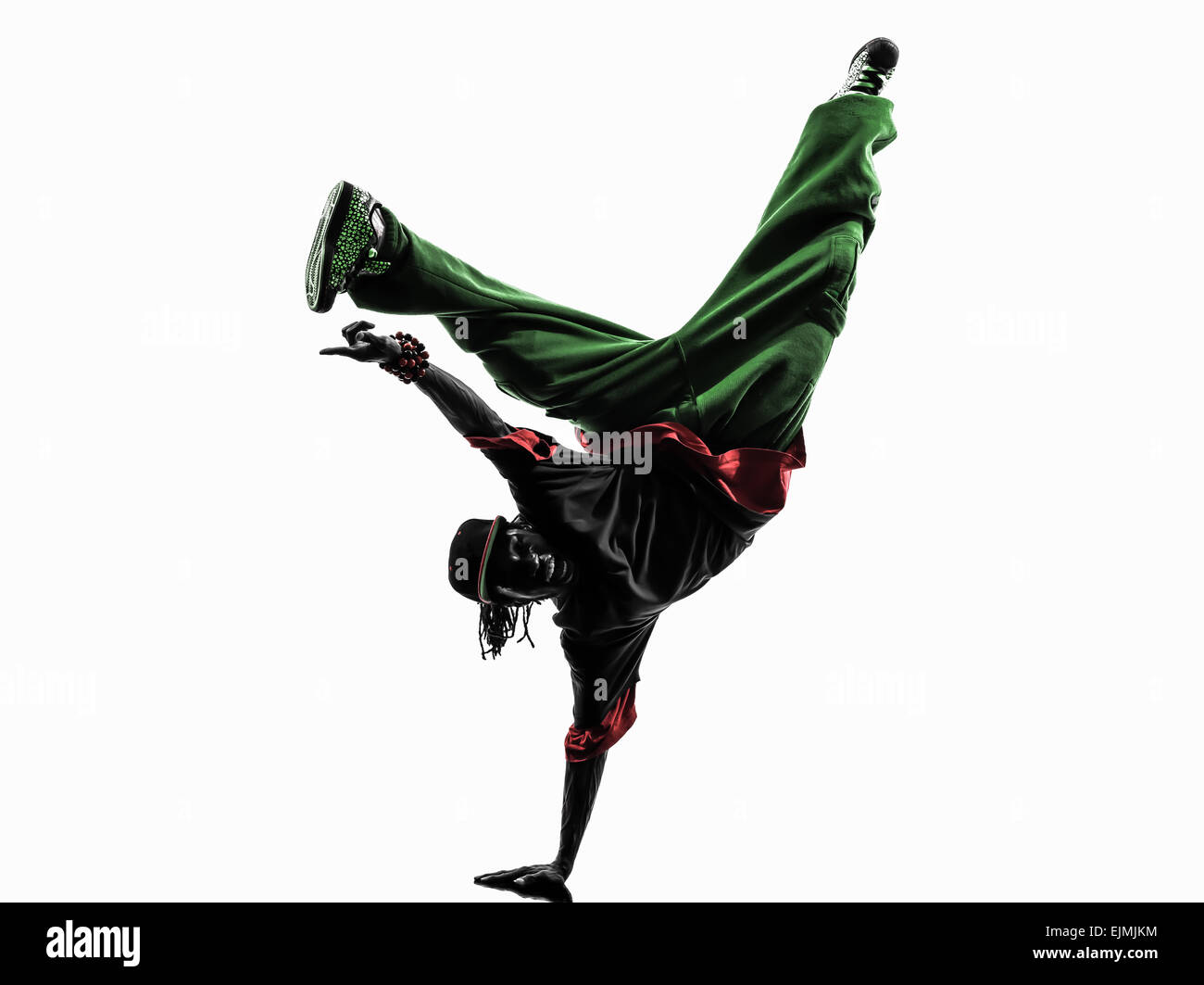 one hip hop acrobatic break dancer breakdancing young man handstand ...
