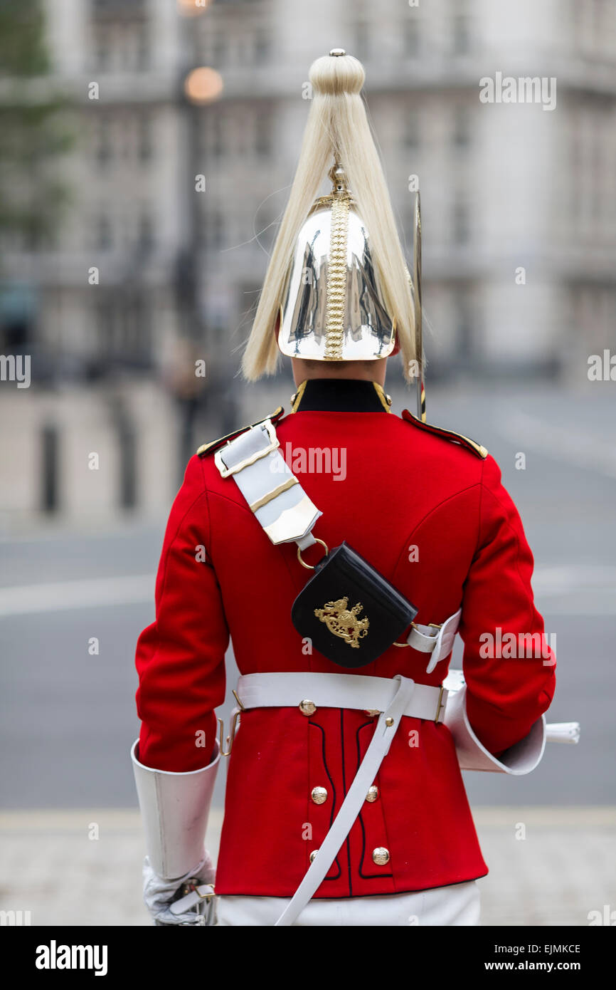 Royal Horse Guard on duty, rear view, London Stock Photo - Alamy