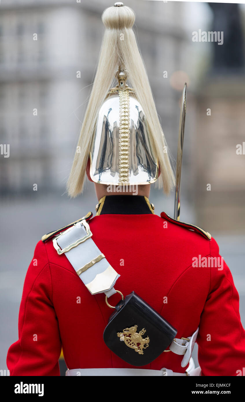 Royal Horse Guard on duty, rear view, London Stock Photo - Alamy