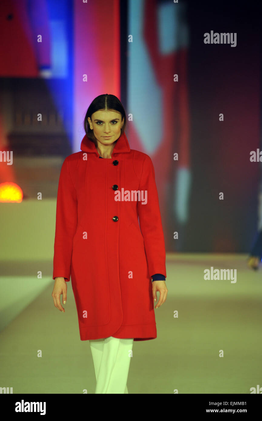 London,UK,4 October 2014,Models nurses walk catwalk at Coatwalk 2014 ...