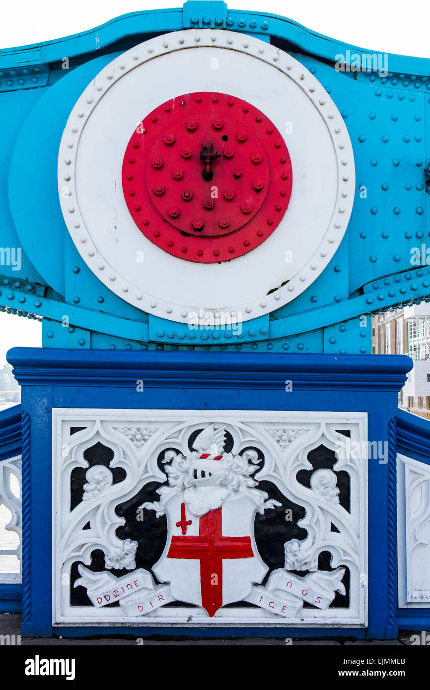 Tower Bridge painted ironwork, London Stock Photo - Alamy