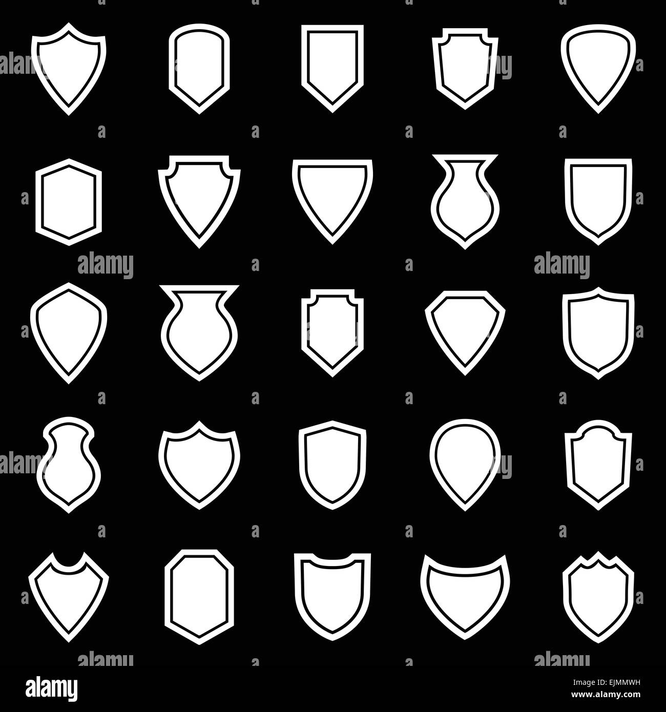 Shield icons on black background, stock vector Stock Vector Image & Art ...