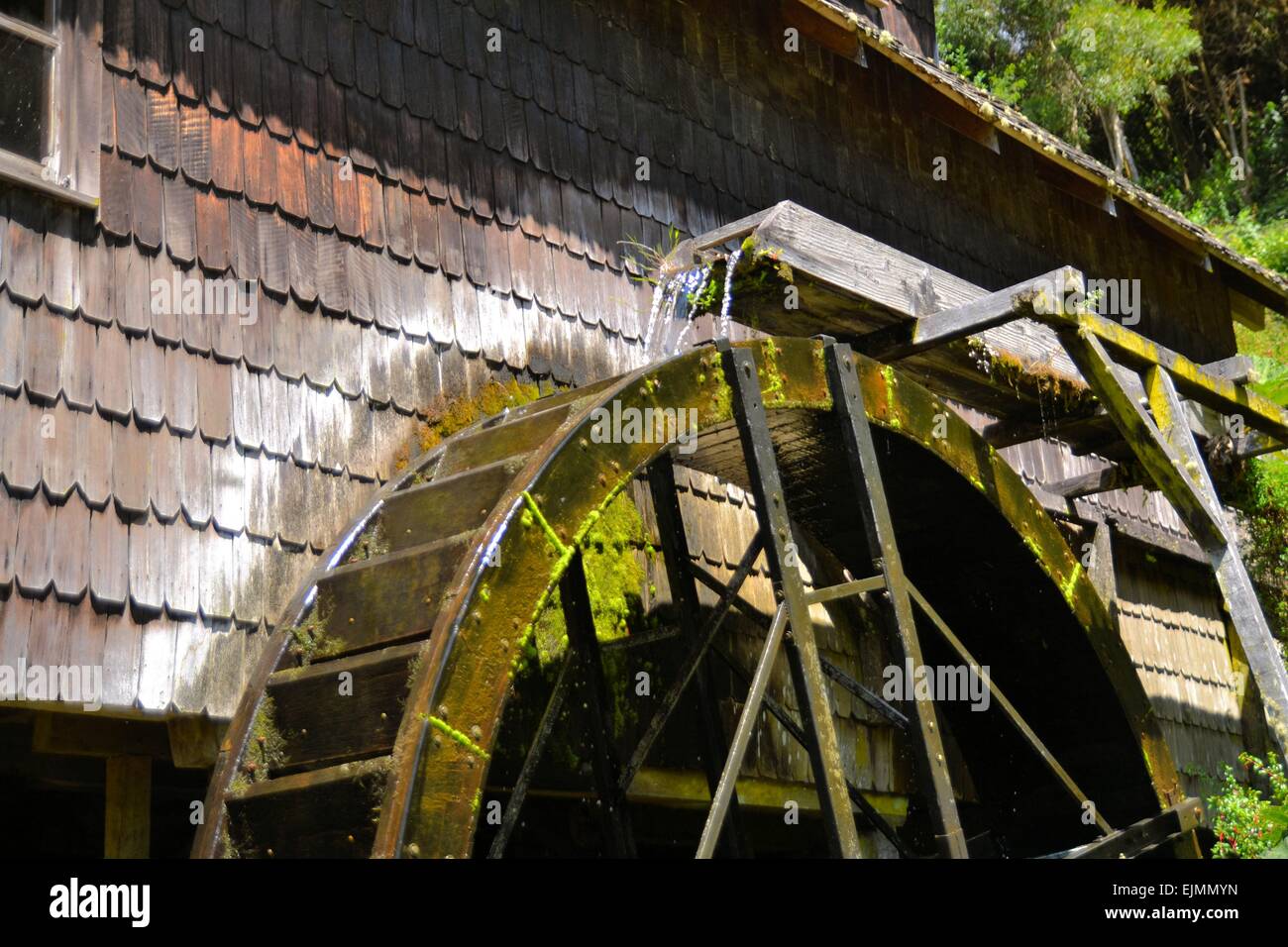 Traditional water mill of German immigrants in Frutillar, Chile Stock ...