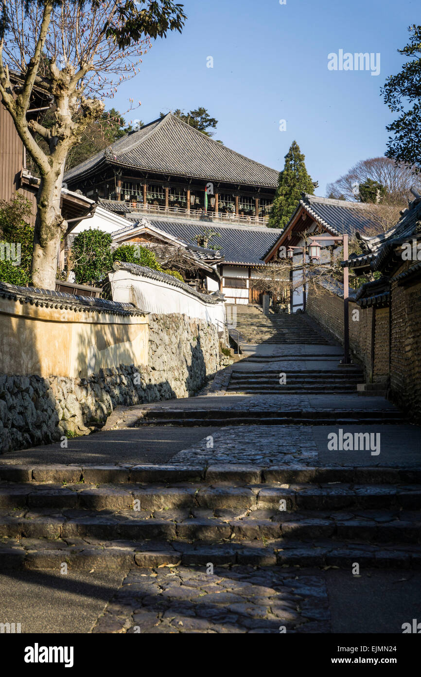 Afternoon view along a traditional Japanese street leading to Nigatsu ...