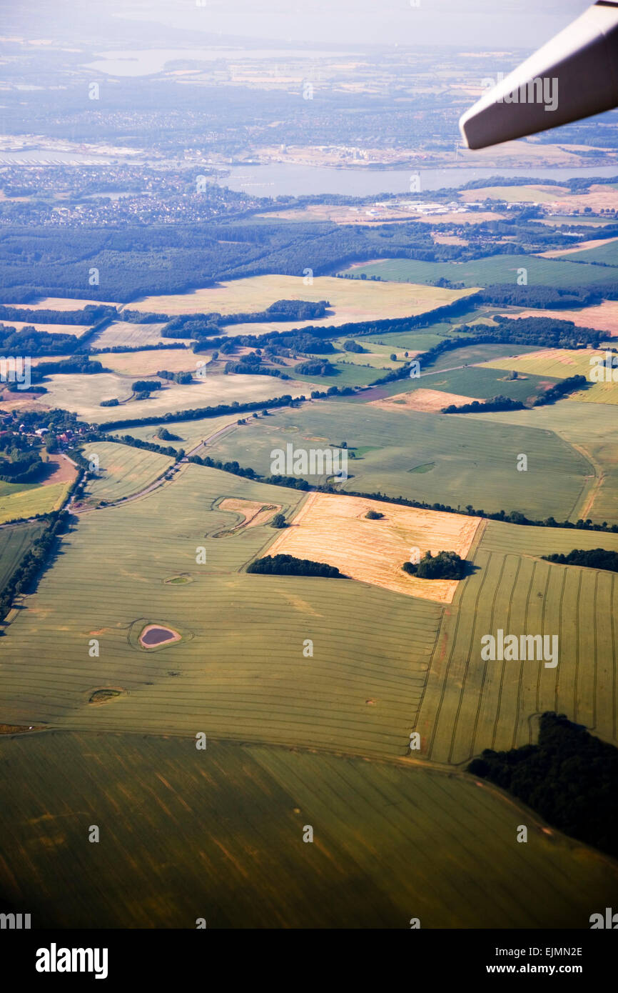A landscape with fields seen from an airplane Stock Photo - Alamy