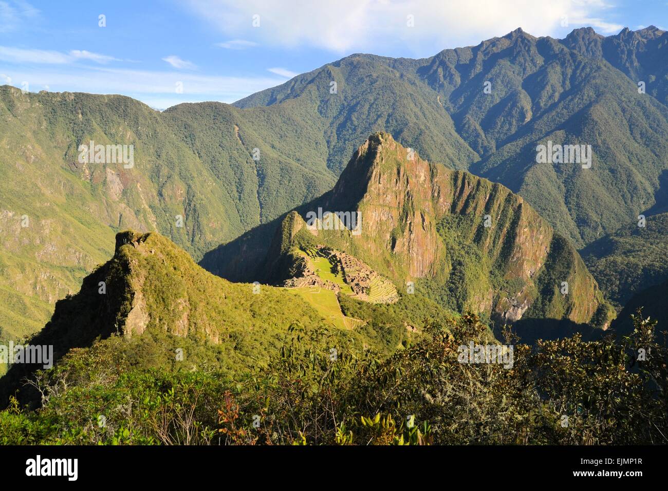 Aerial view of Machu Picchu, lost Inca city in the Andes, Peru Stock ...