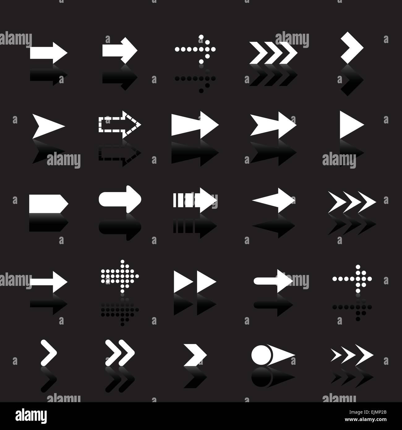 Arrow icons with reflect on black background, stock vector Stock Vector ...