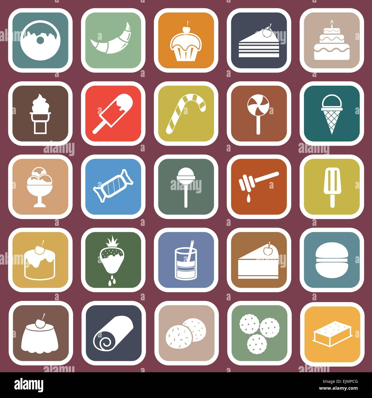 Dessert flat icons on dark background, stock vector Stock Vector Image ...