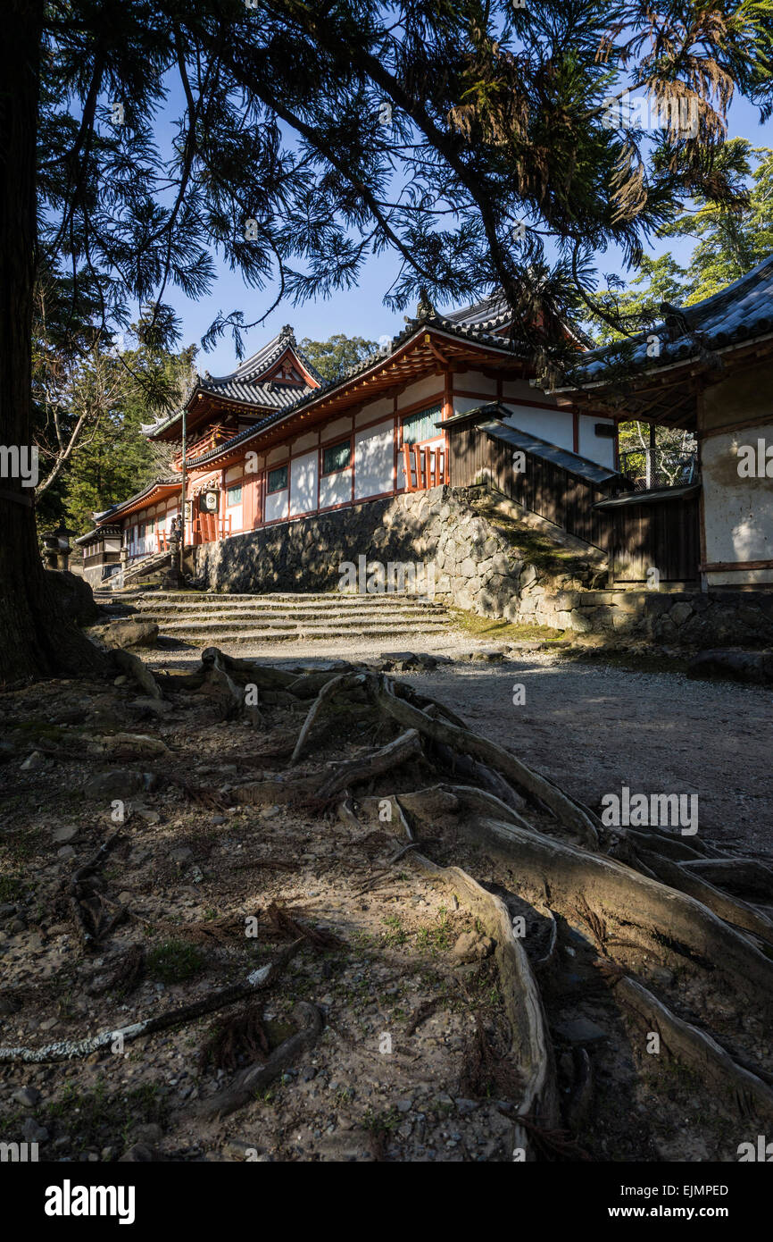 View of the old Tamukeyama Hachiman Shinto Shrine in the grounds of ...