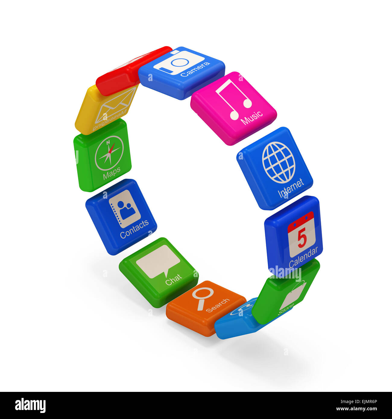 Smart Phone Application Icons on white background Stock Photo - Alamy