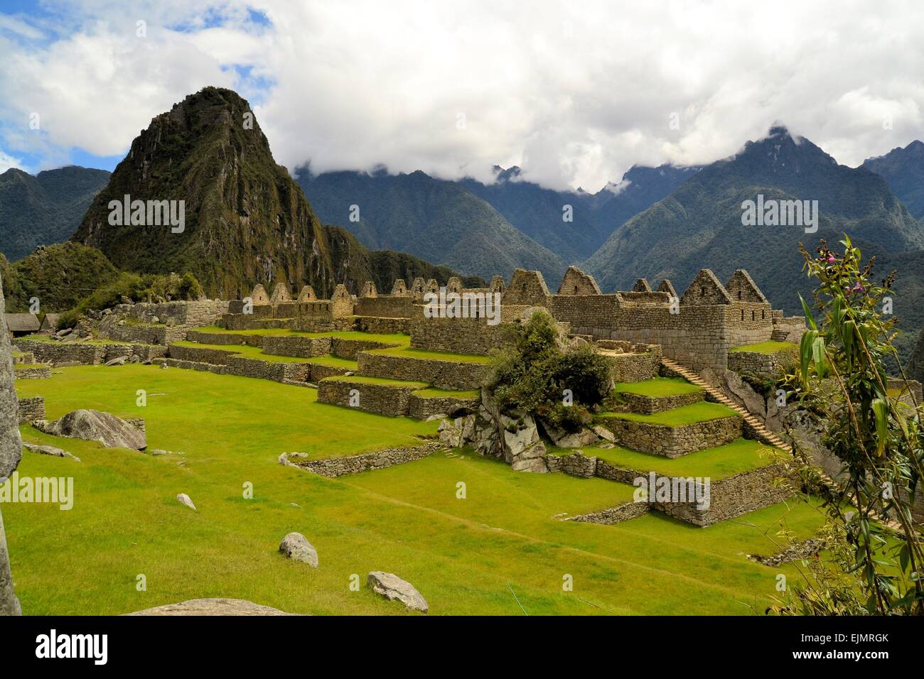 Close up detailed view of Machu Picchu, lost Inca city in the Andes ...