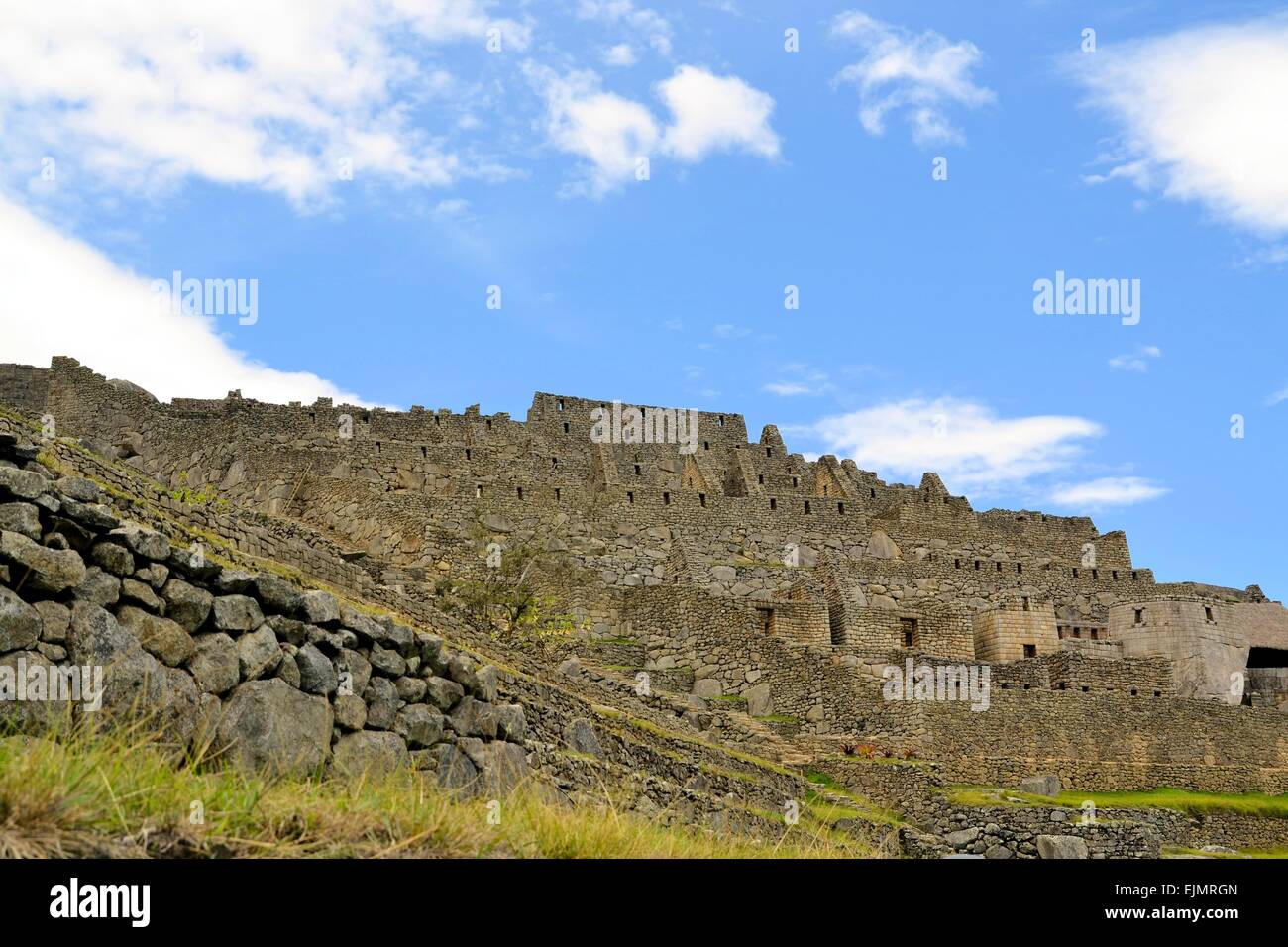 Close up detailed view of Machu Picchu, lost Inca city in the Andes ...