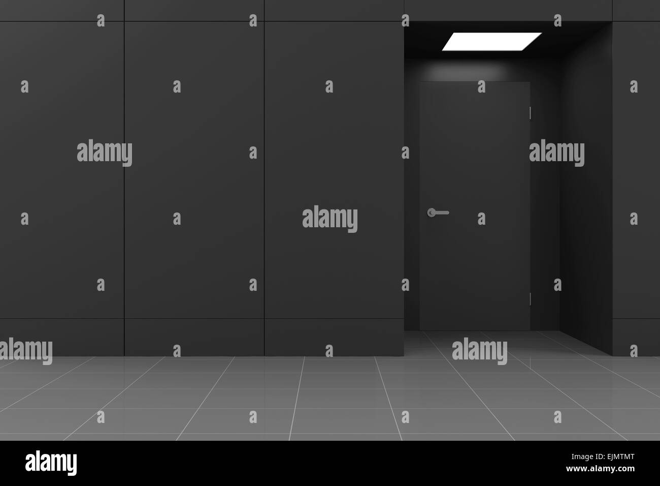 Empty Hall 3D Interior with Opened Door in Modern Business Center Stock ...