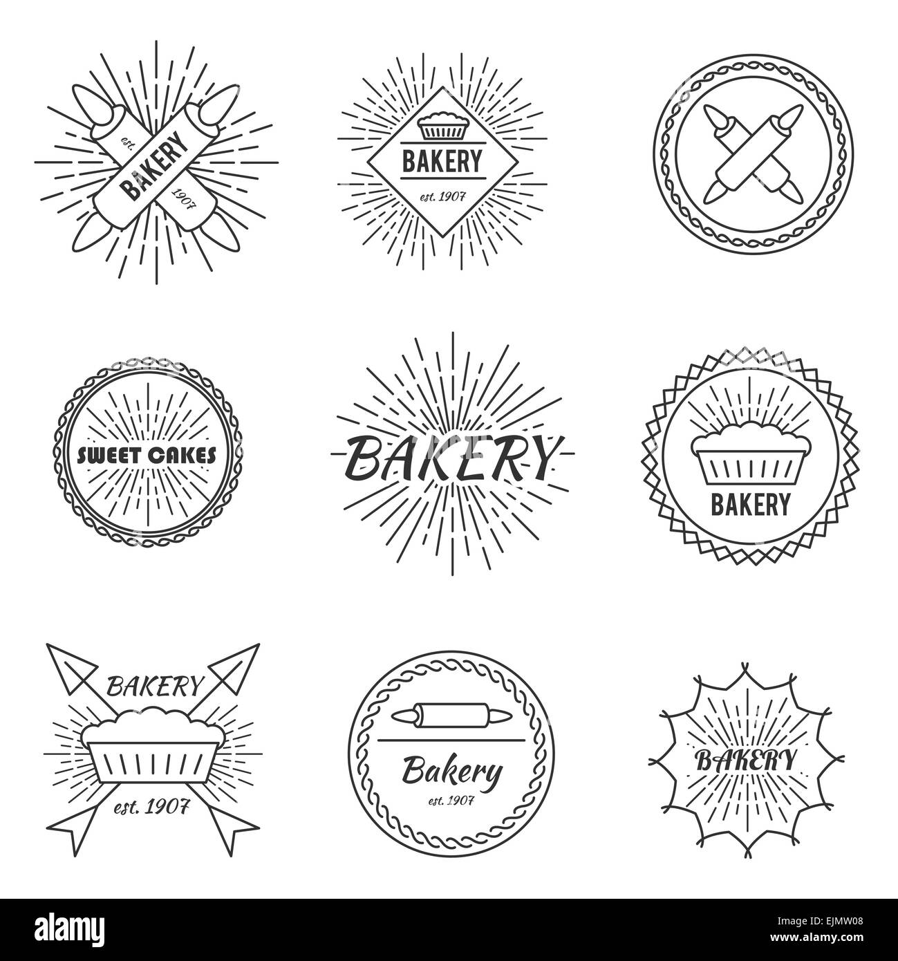 Set of outline emblems Stock Photo - Alamy