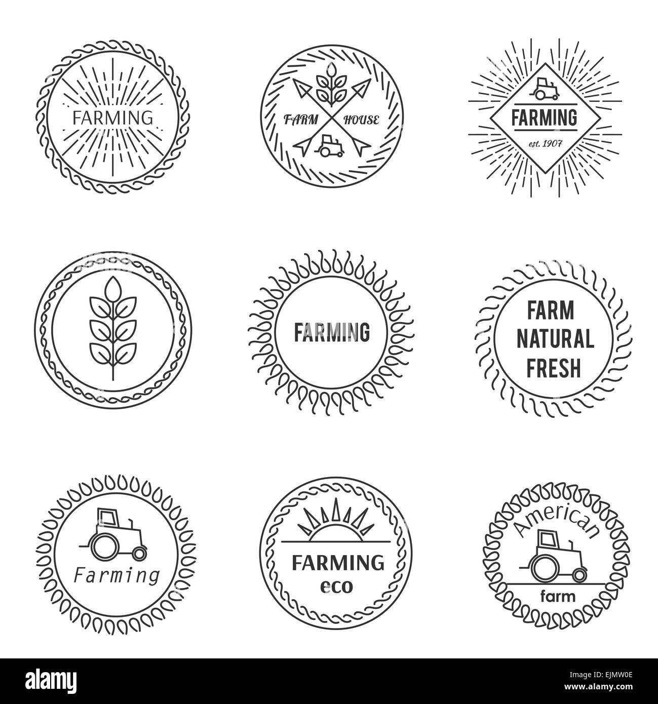 Set of outline emblems Stock Photo - Alamy