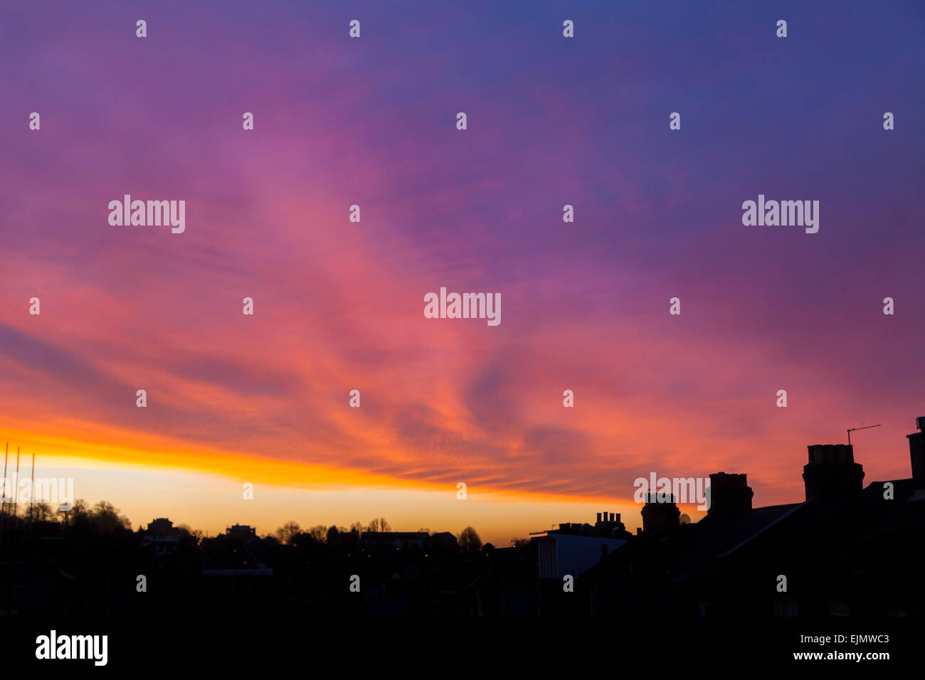 London, UK. 30th March 2015. UK Weather: Sunrise over Forest Hill in ...