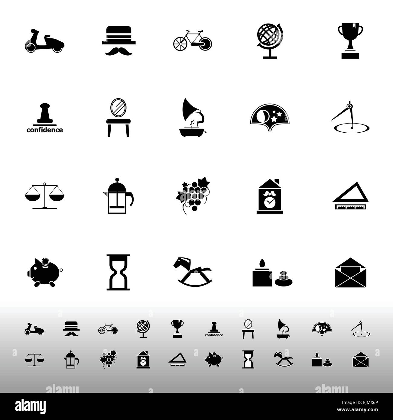 Vintage item icons on white background, stock vector Stock Vector Image ...