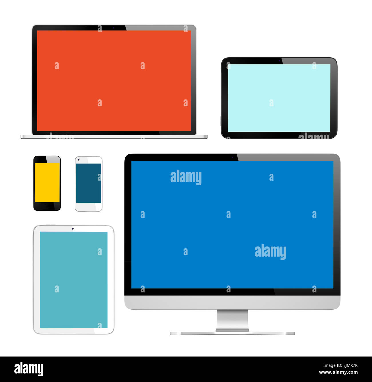 Group of Digital Devices with Colorful Screens Stock Photo - Alamy