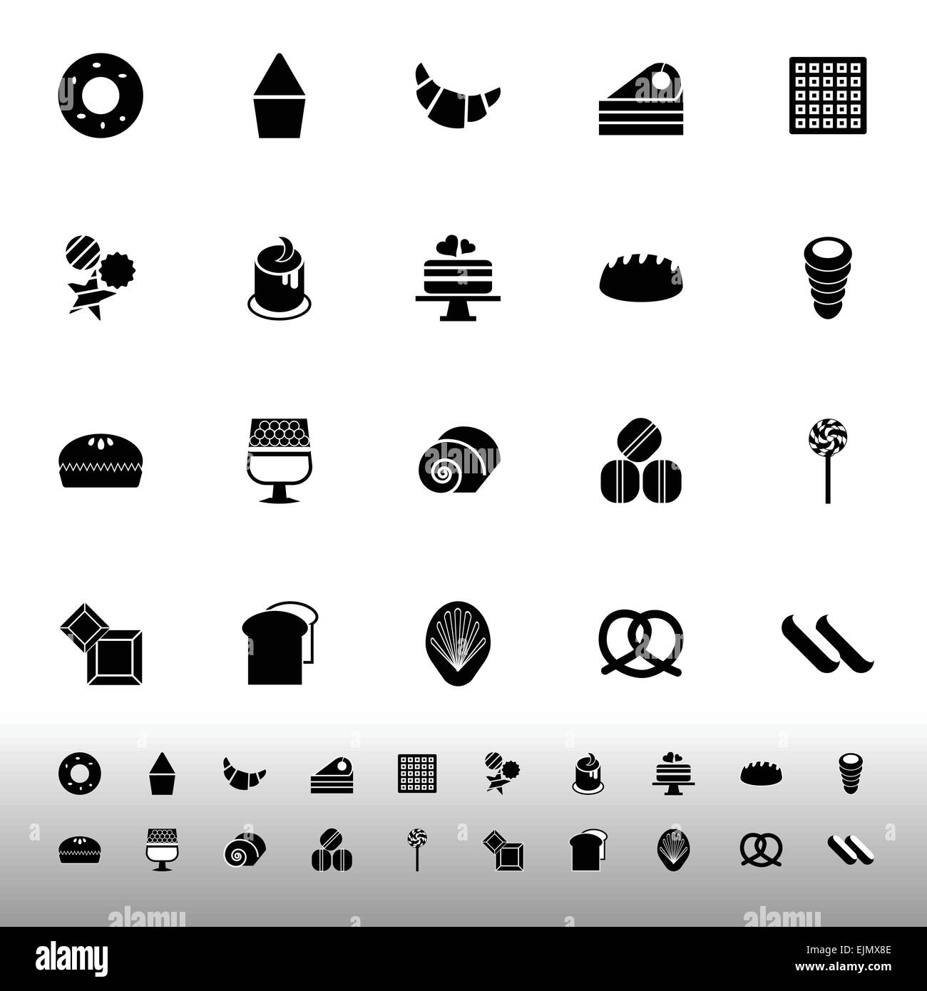 Variety bakery icons on white background, stock vector Stock Vector ...