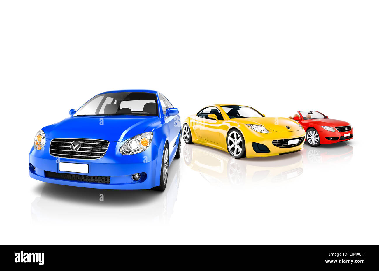 Group of Multi Colored Modern Cars Stock Photo - Alamy