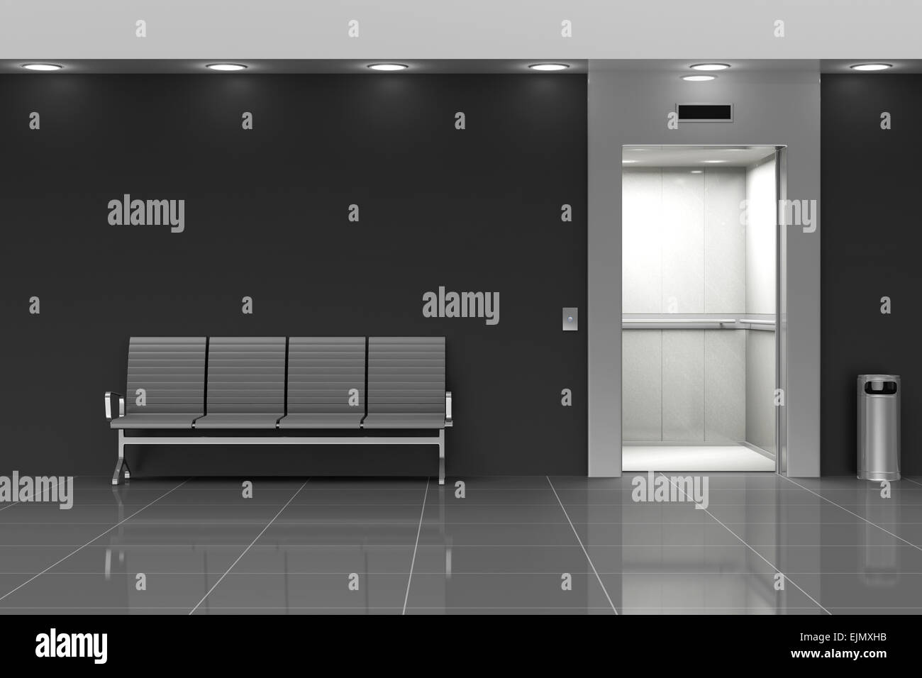 Modern Elevator Hall Interior with Seats near the Wall Stock Photo - Alamy