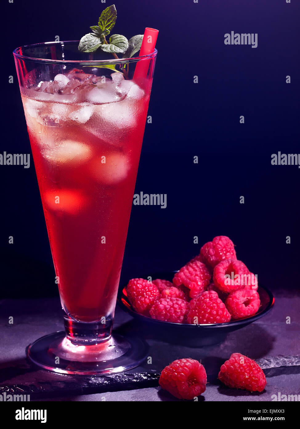 Red raspberry cocktail on dark background 19 Stock Photo - Alamy