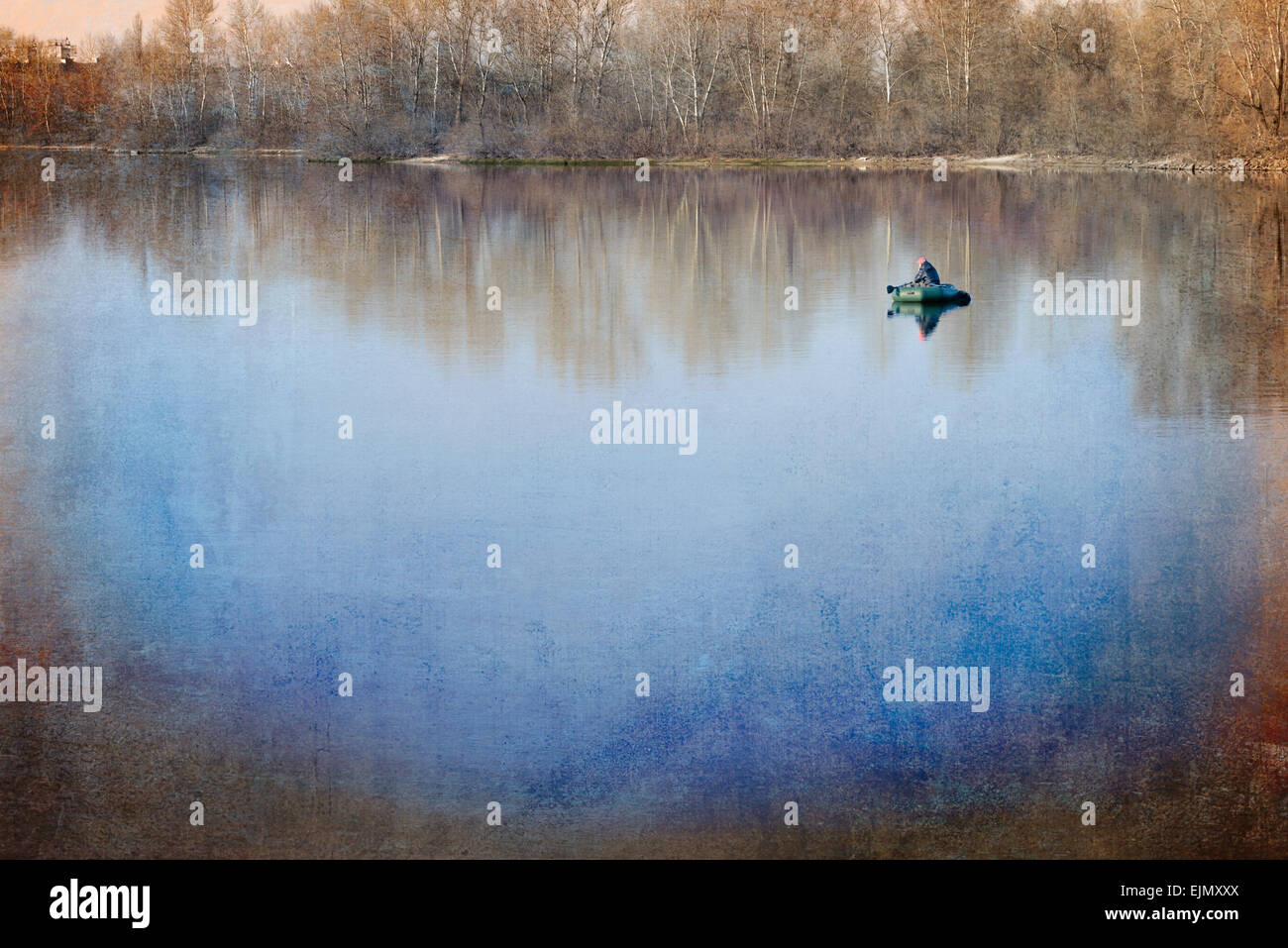 Fishing lake boat cold hi-res stock photography and images - Alamy
