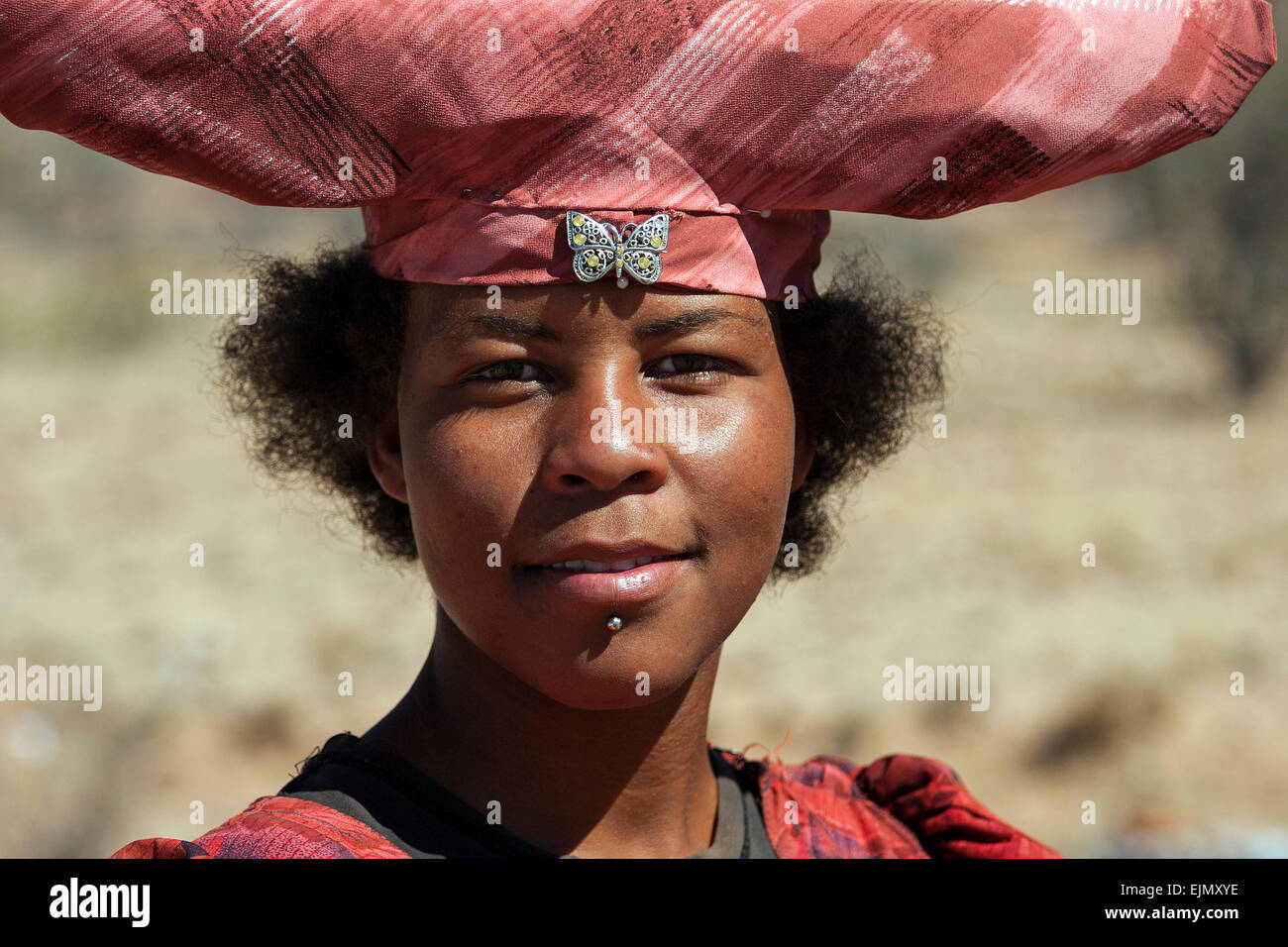 Native Herero woman with typical hat in Uis, Namibia Stock Photo - Alamy