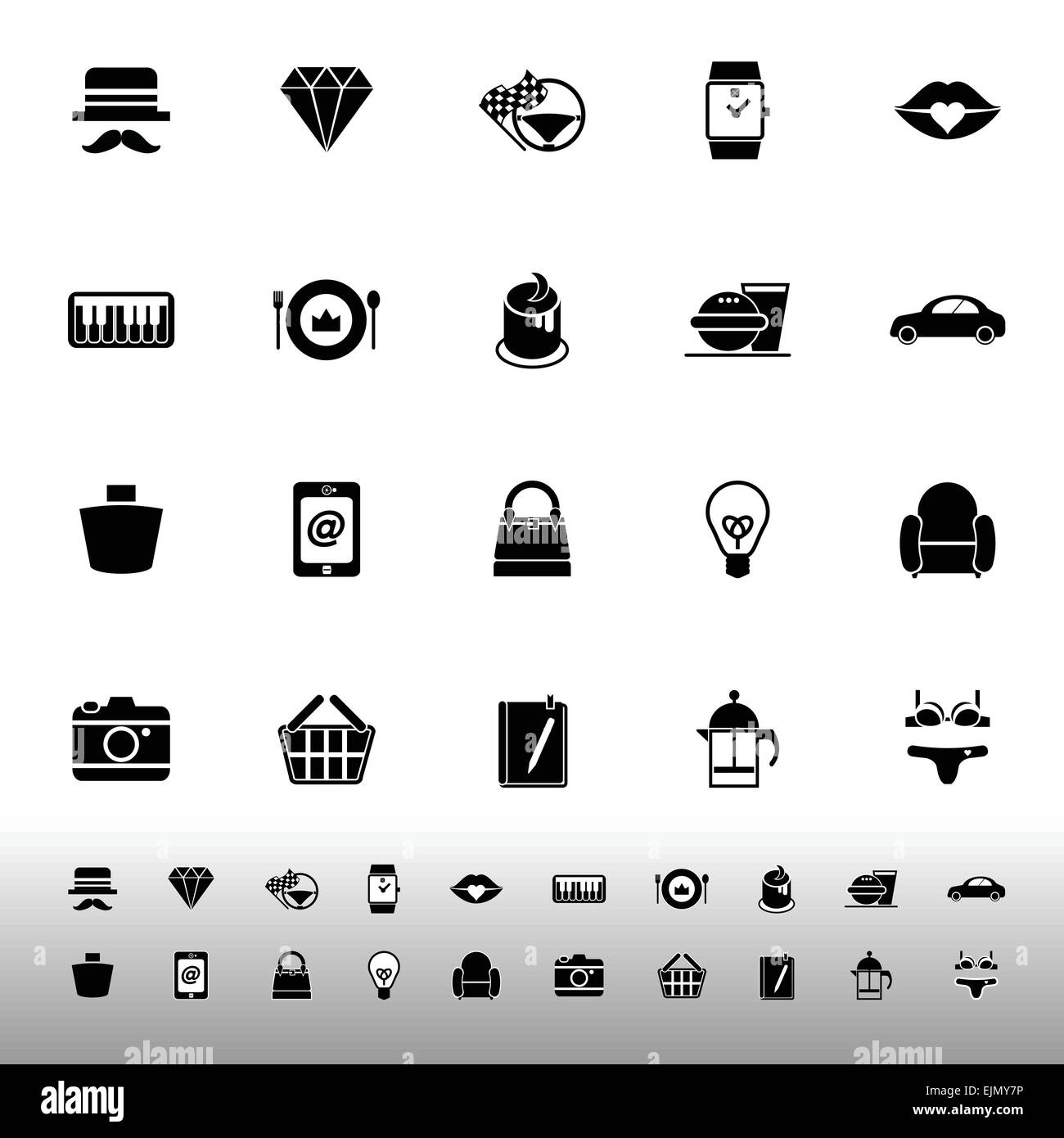 Department store item category icons on white background, stock vector ...