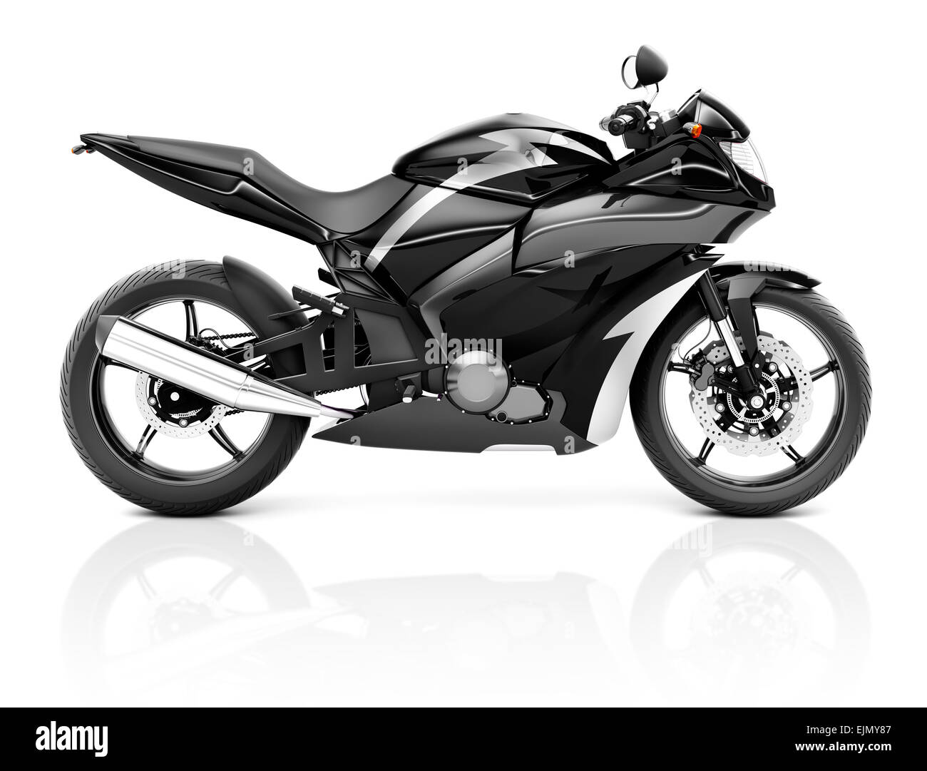 3D Image of a Black Modern Motorbike Stock Photo - Alamy