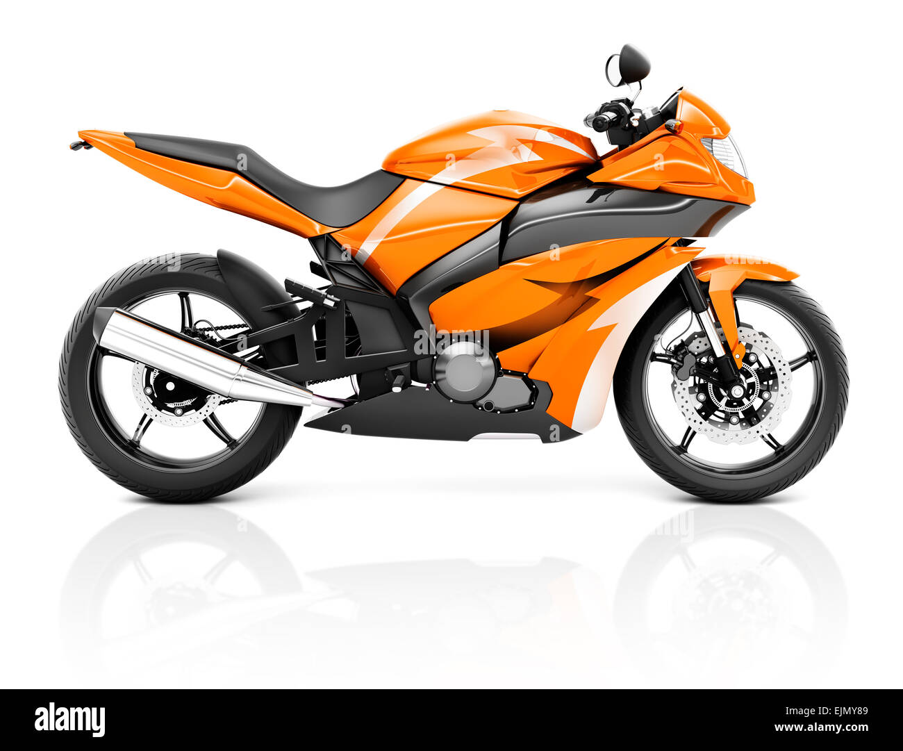 3D Image of a Orange Modern Motorbike Stock Photo - Alamy