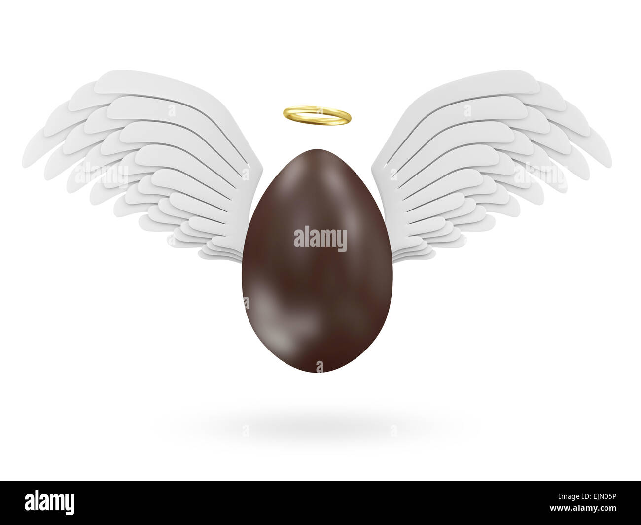 Happy Easter Concept. Big Chocolate Easter Egg with Angel White Wings ...