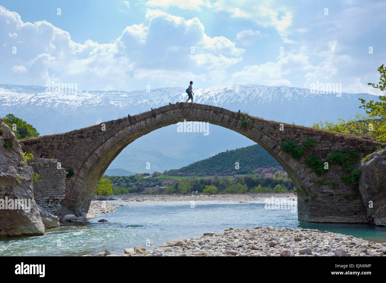 Roman bridge of Benja across river Shkumbin, Balkan, Albania Stock ...