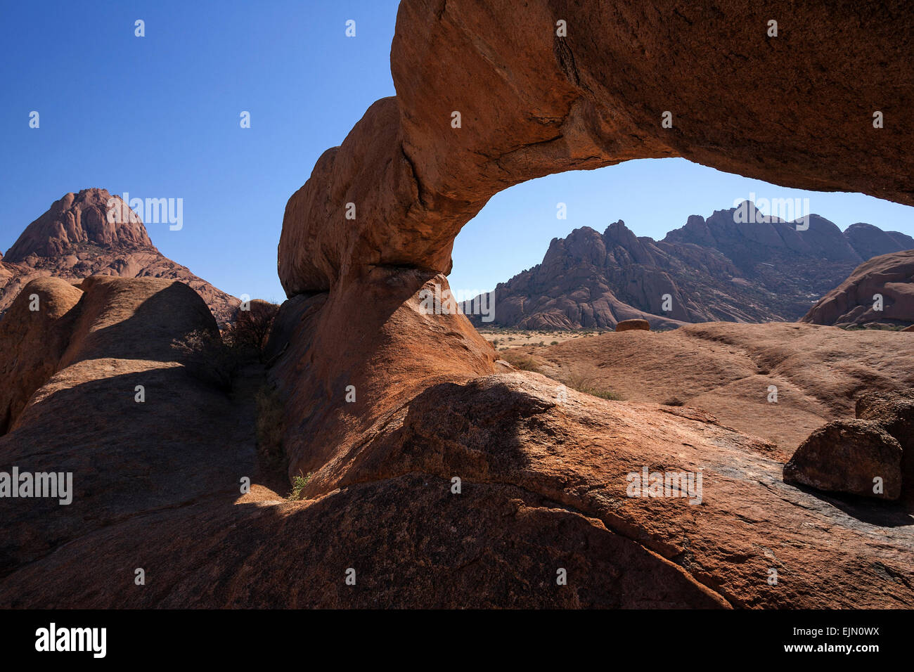 Natural arch, rock bridge in the Spitzkoppe area, Damaraland, Namibia ...