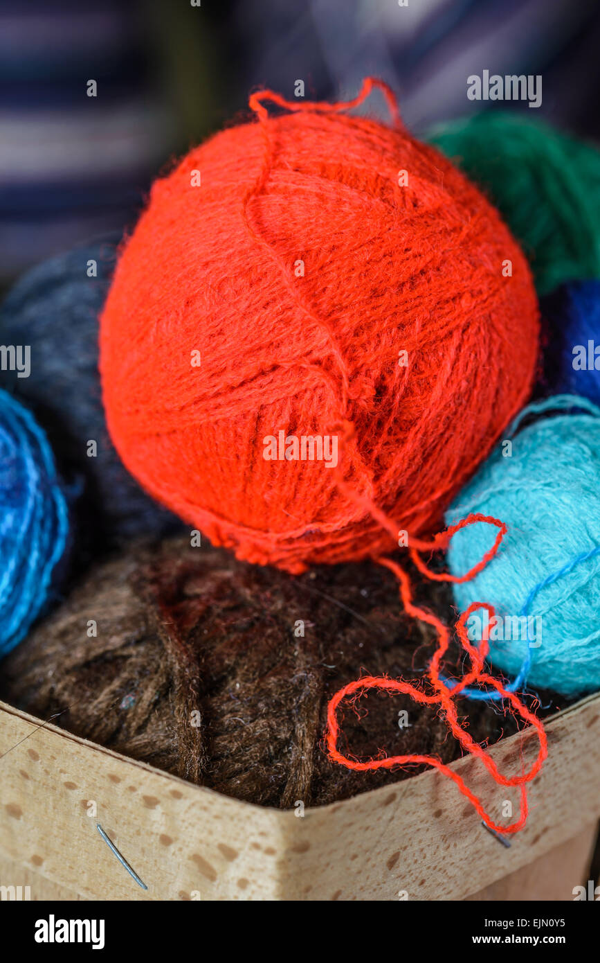Detail of colorful balls of wool Stock Photo - Alamy