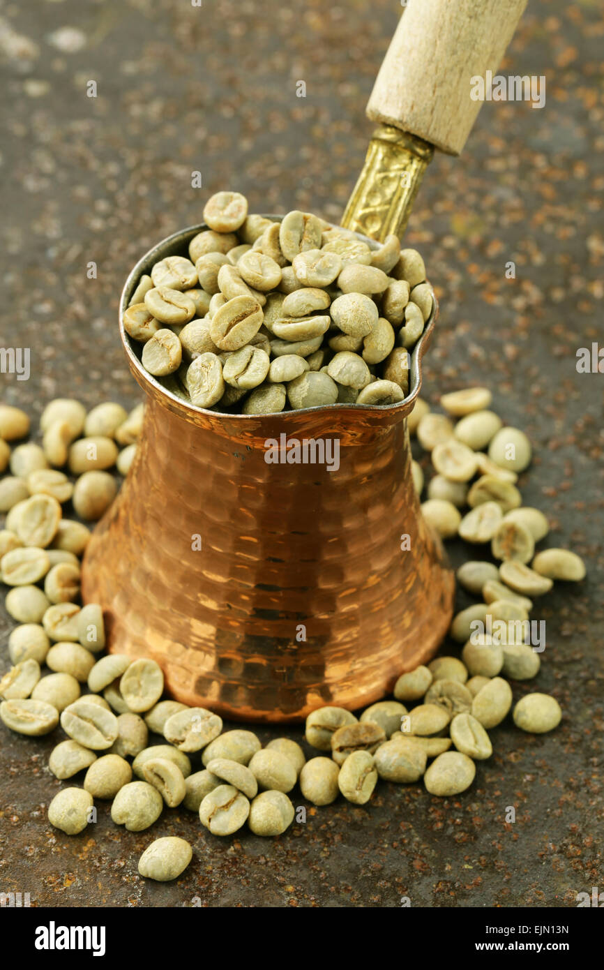 organic green coffee beans close-up, healthy food Stock Photo - Alamy