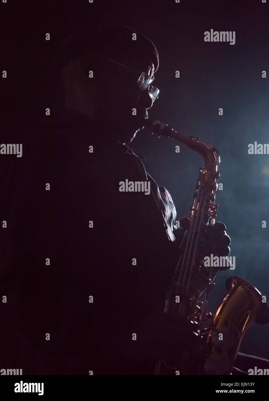 African jazz musician playing the saxophone Stock Photo - Alamy