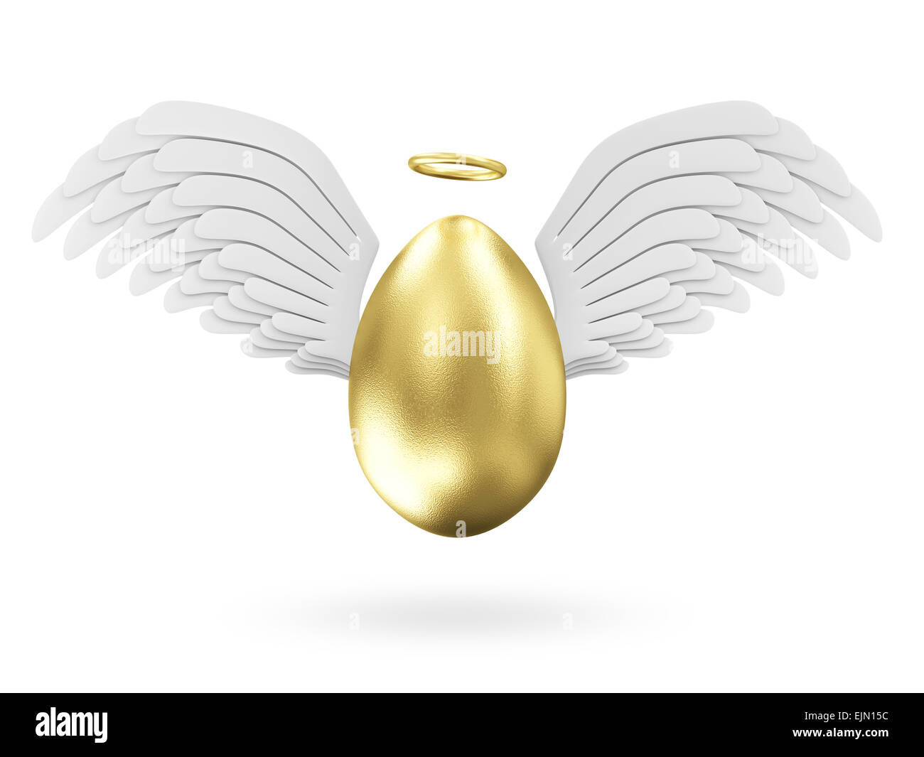 Success Symbol or Happy Easter Concept. Big Golden Egg with Angel White ...