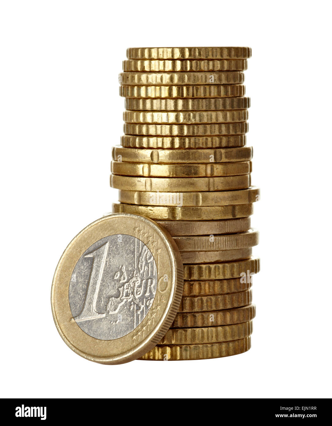 close up of euro coins on white background with clipping path Stock ...