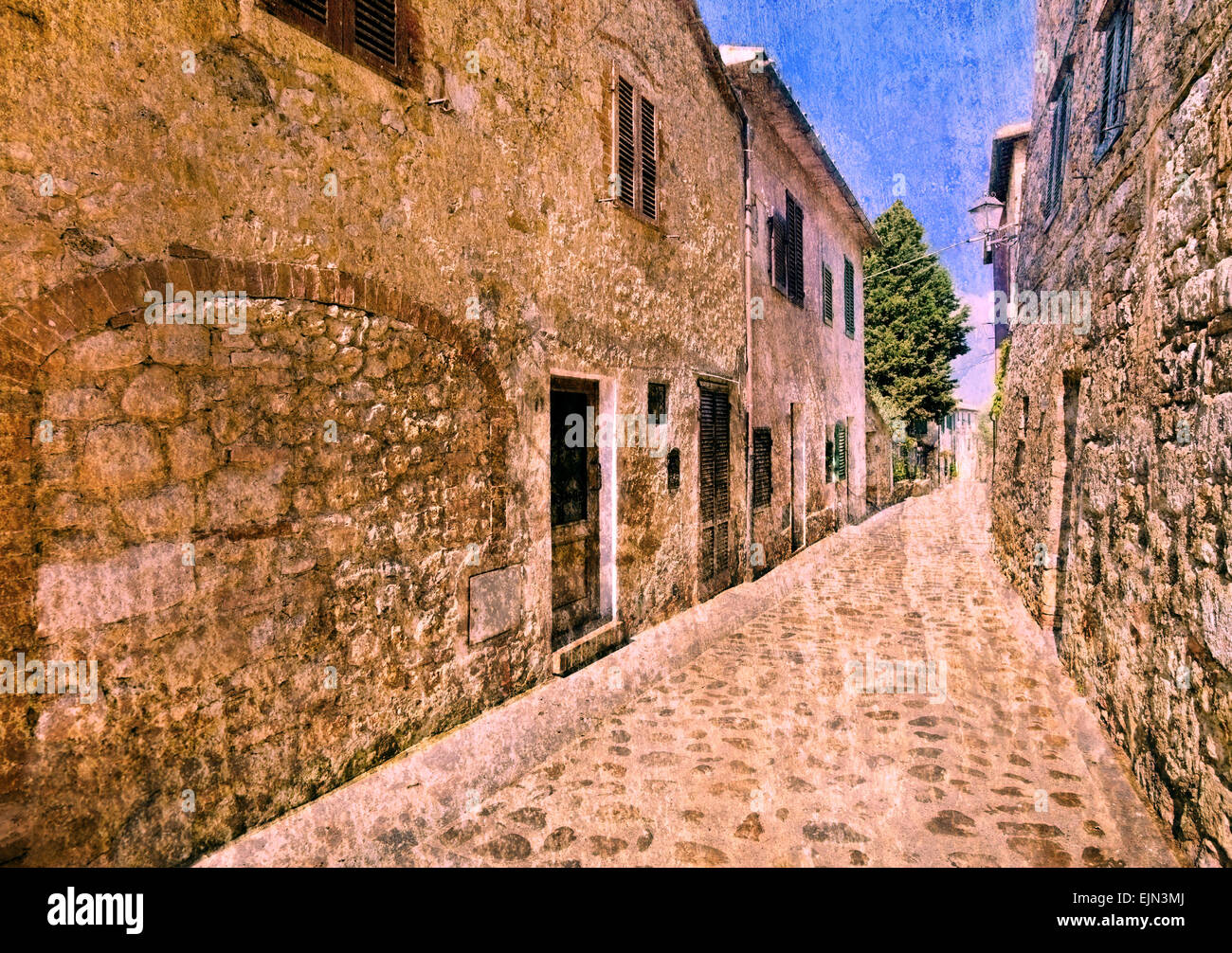 Vintage cobblestone street in hi-res stock photography and images - Alamy