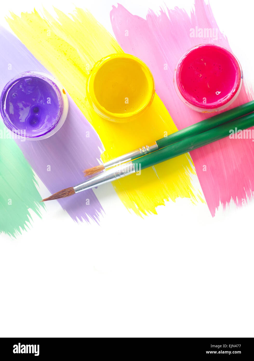 Color paints and brushes isolation on white background Stock Photo - Alamy